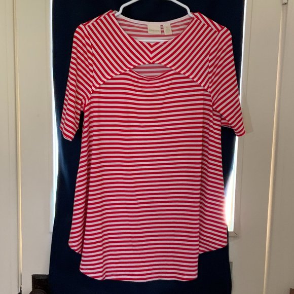 Chico's | Tops | Chicos Red And White Striped Shirt Size | Poshmark